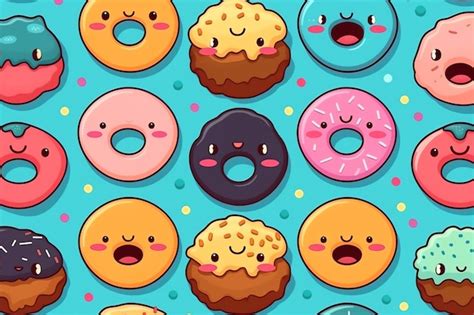 Premium Ai Image Cute Donut Cartoon Colorful Wallpaper