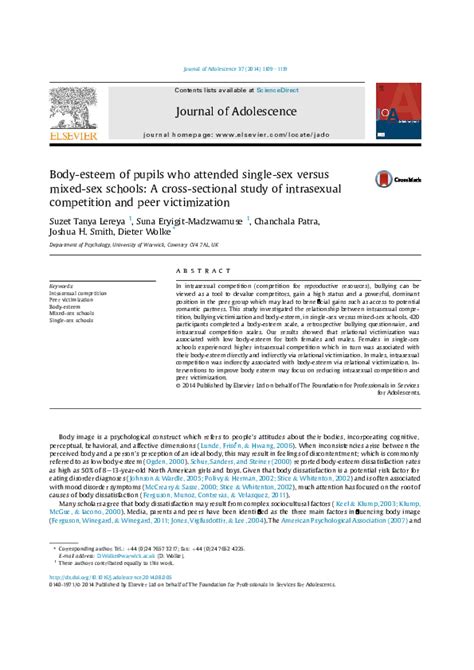 Pdf Body Esteem Of Pupils Who Attended Single Sex Versus Mixed Sex