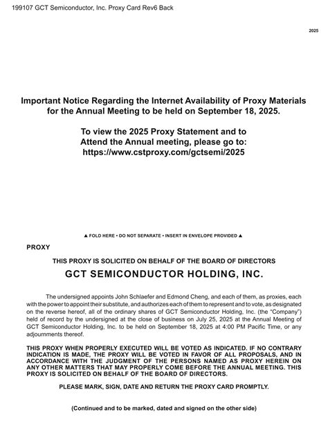 Pre 14a Gct Semiconductor Holding Inc Preliminary Proxy Statement