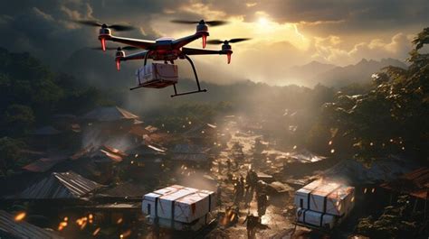 Premium Photo Animated Depiction Of A Drone Delivering Background