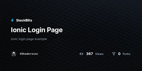 Ionic Login Page Stackblitz