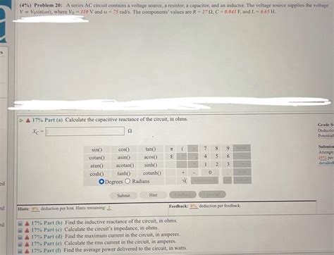 solved 4 problem 20 a series ac circuit contains a