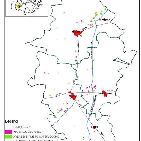 Map Showing Waterlogged And Sensitive Areas To Waterlogging During Post