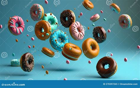 Multi Colored Donuts Confectionery Sweets Generative Ai Stock