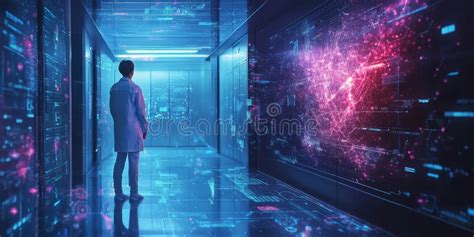 Ai Driven Diagnostics System Projecting Medical Data Doctor Interpreting Results Stock Image