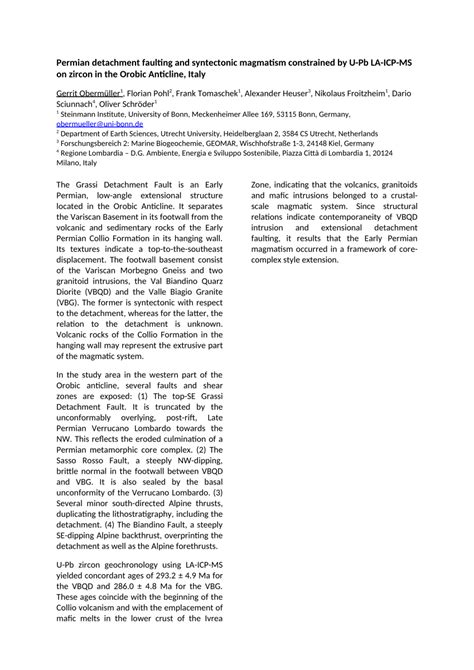 Pdf Permian Detachment Faulting And Syntectonic Magmatism Constrained