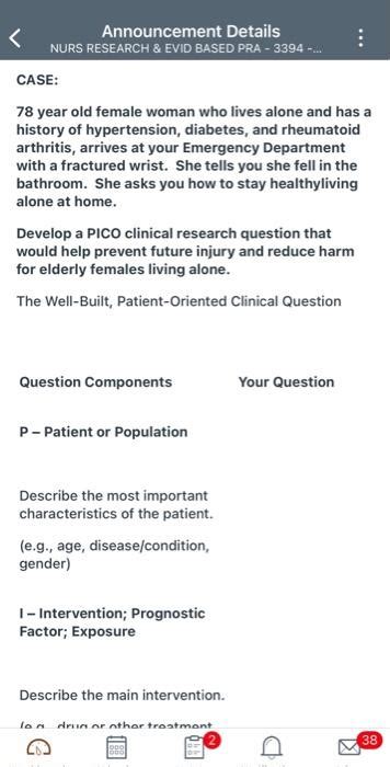 Solved Develop A PICO Clinical Research Question That Would Chegg Com