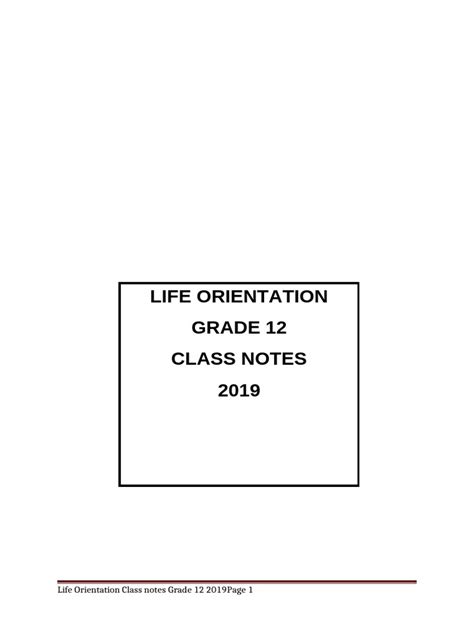 Grade 12 Life Orientation Notes 2019 Pdf Stress Biology