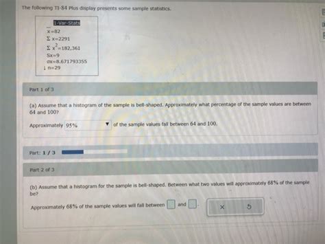 Solved The Following Ti 84 Plus Display Presents Some Sample