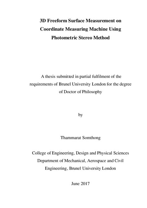 Pdf 3d Freeform Surface Measurement On Coordinate Measuring Machine Using Photometric Stereo
