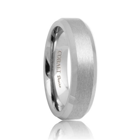 Odysseus Satin Beveled Cobalt Wedding Ring 6mm 8mm