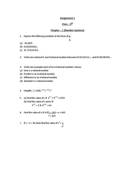 Chqpter Worksheet Num Sys Pdf