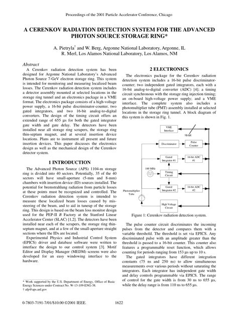 Pdf A Cerenkov Radiation Detection System For The Advanced Photon Source Storage Ring