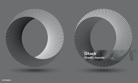 원형 추상적 인 배경입니다 음과 양의 상징 동적 전환의 환상 투명도가 다른 흑백 선만 있습니다 원형에 대한 스톡 벡터 아트 및 기타 이미지 Istock
