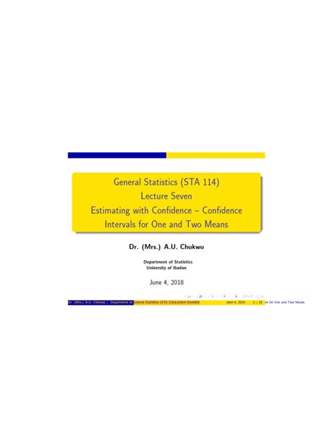 Open Lecture 7 Confidence Interval Pdf Confidence Interval Statistics