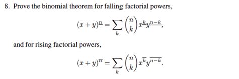 Get Answer Prove The Binomial Theorem For Falling Factorial Powers