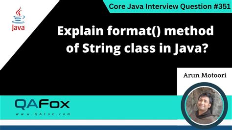 Explain Format Method Of String Class In Java Core Java Interview Question YouTube