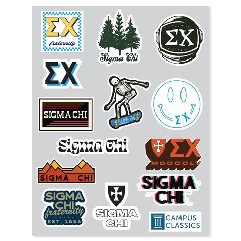 Sigma Chi Retro Sticker Sheet Campus Classics Sigma Chi Retro Sticker Sheet Campus Classics