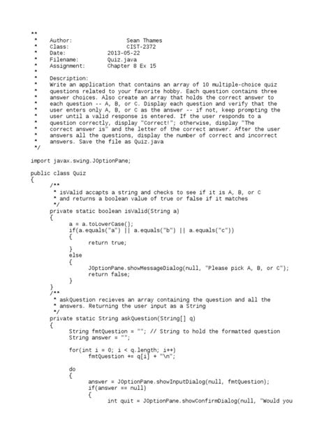 Quiz Code Java Pdf C Programming Language Integer Computer