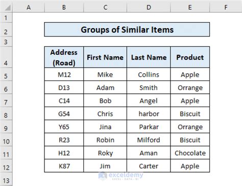 how to group similar items in excel 4 common ways exceldemy