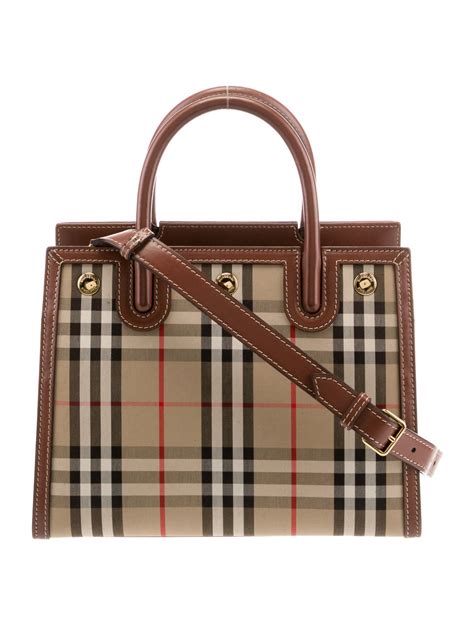 Burberry Vintage Check Mini Two Handle Tote Brown Totes Handbags