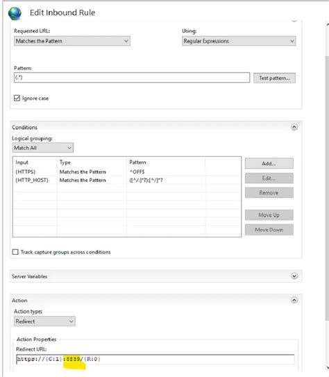 how to redirect to on a non standard port on iis using url