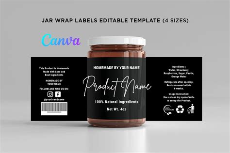 Printable Jar Label Wrap Around Stickers Mason Jar Labels Container Jar Ingredients Labels
