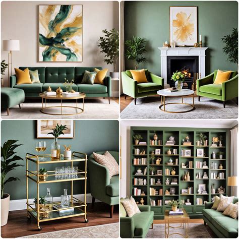Green Black Gold Living Room