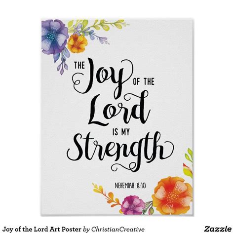 Joy Of The Lord Art Poster Zazzle Joy Of The Lord Bible Verse Wall