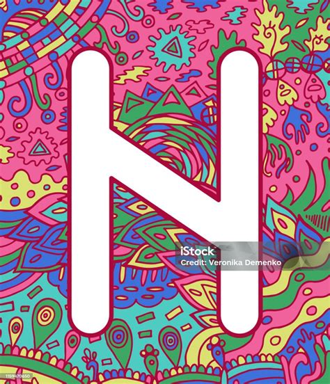 낙서 장식 배경 고대 스칸디나빅 룬 Hagall 다채로운 환각 환상적인 신비한 작품 벡터 일러스트레이션 강렬하고 밝은 색상에 대한 스톡 벡터 아트 및 기타 이미지 Istock