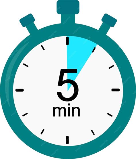 Stopwatch Icon 5 Minutes Timer Vector Graphics Premium Vector
