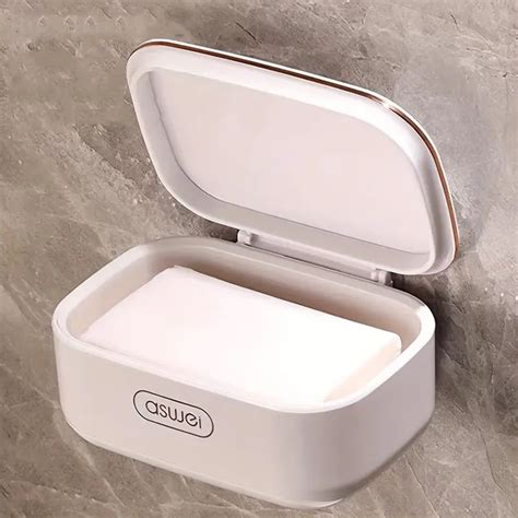 벽걸이 비누 받침대 플립 커버 포함 드릴 필요 없음 흡착 컵 설치 욕실 및 주방용 배수 디자인 Temu Republic Of Korea