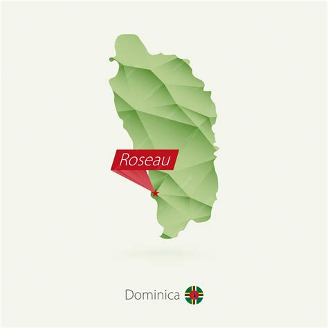 Premium Vector Green Gradient Low Poly Map Of Dominica With Capital