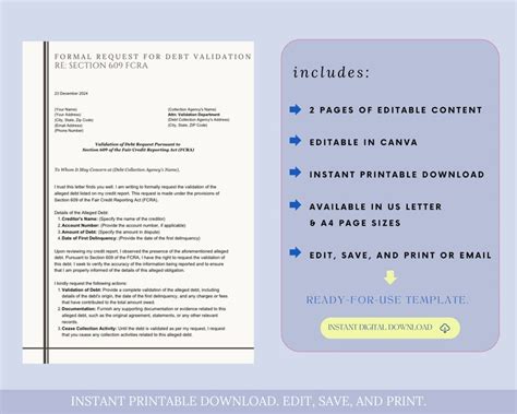 Formal Request For Debt Validation Section 609 Fcra Letter 609 Validate Debt Dispute Letter