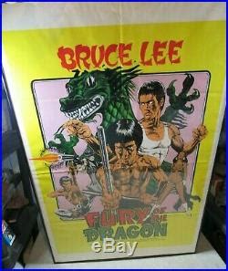 Vintage Original 1976 Framed Bruce Lee Fury Of The Dragon Movie Poster