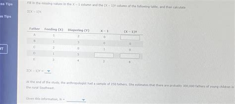 Solved Fill in the missing values in the x-1 ﻿column and the | Chegg.com