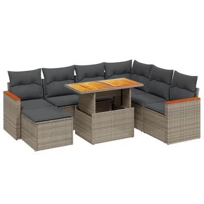 Vidaxl 8 Piece Patio Sofa Set With Cushions Gray Poly Rattan Target