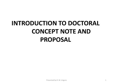Doctoral Concept Note And Proposal Guide