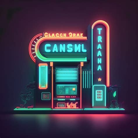 Retro Neon Cinema Sign Neon Signboard Vector Illustration Stock