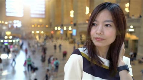 Beautiful Chinese Female Person In Fashionable Elegant Dress Stock