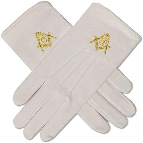 Freemason Gold Square And Compass Master Mason Embroidered White Cotton