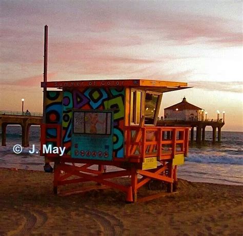 Manhattan Beach Lifeguard Tower Art Manhattan Beach Beach Lifeguard