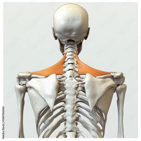 Human Skeleton Rear View Anatomy Of Spine And Shoulder Blades Detailed