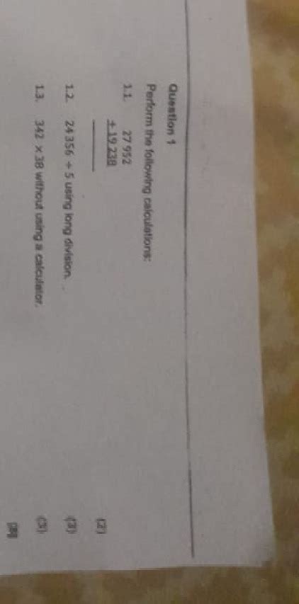 Question 1 Perform The Following Calculations 1 1 Begin{array} { R } 2