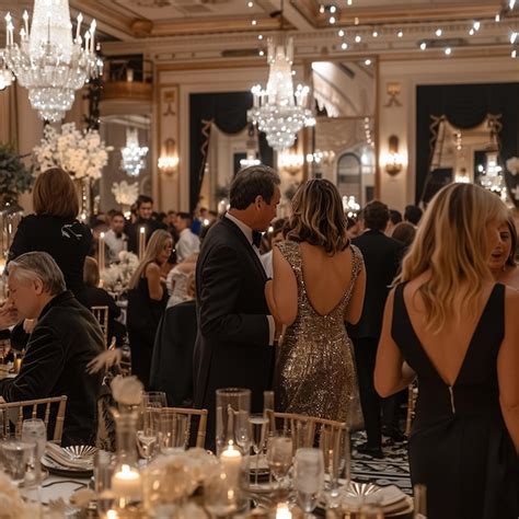 Charity Gala With Sophisticated Attendees In Formal Attire Premium Ai