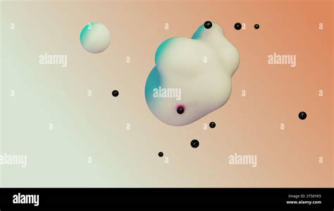 Liquid Fluid Dynamic Abstract Animated White Metaball Floating Spheres Blobs Drops Bubbles In