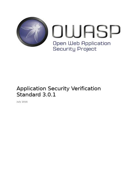Owasp Application Security Verification Standard 301 Pdf