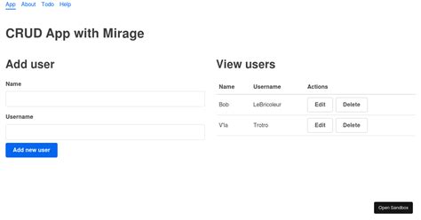 Crud With MirageJs Workshop Codesandbox