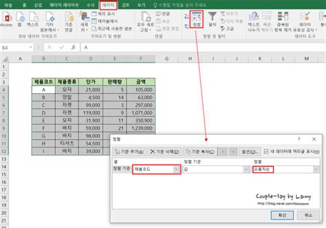 엑셀 오름차순 정렬 방법feat내림차순 네이버 블로그