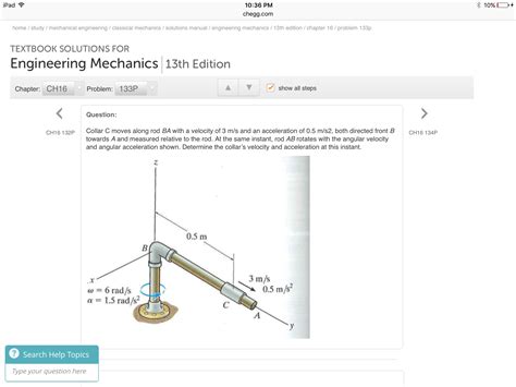 Solved Collar C Moves Along Rod Ba With A Velocity Of 3 Ms